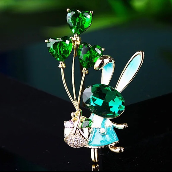 Jewelry | Cute Green Rabbit With A Balloon Brooch | Poshmark